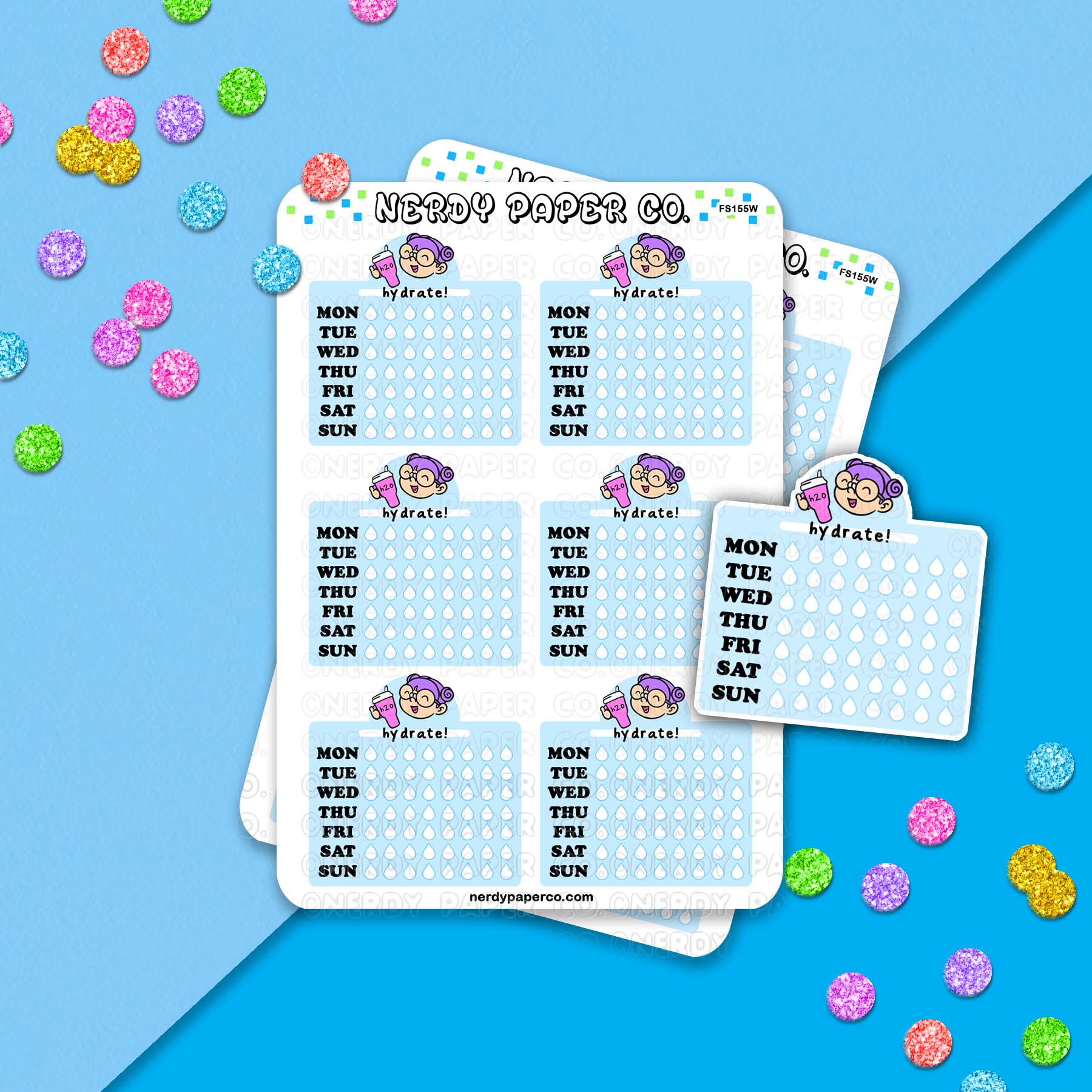 Hydration Weekly Tracker - Hand Drawn Habit Tracker Sticker Sheet - FS ...