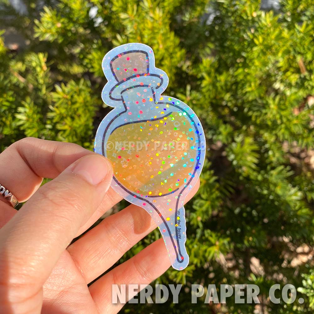 Lucky Potion- Hand Drawn Holographic Clear Vinyl - WP – NERDYPAPERCO